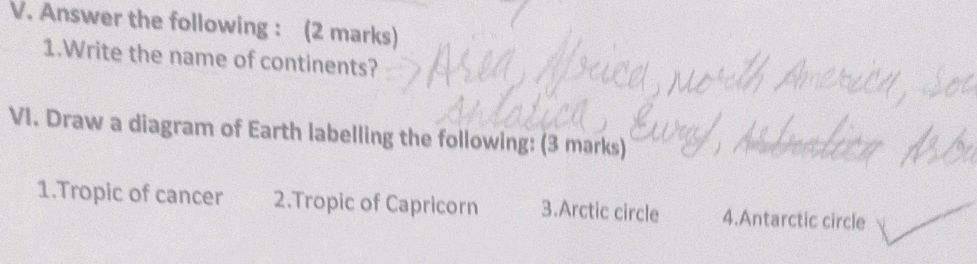 V. Answer the following: 1. Write the name | StudyX