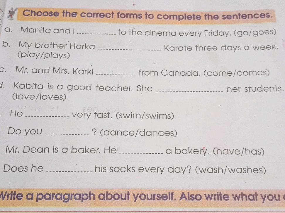 Choose the correct forms to complete the | StudyX