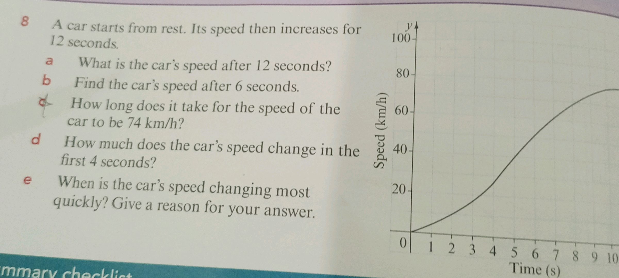 8 A car starts from rest. Its speed then | StudyX