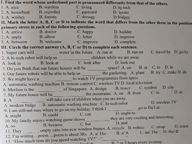 I. Find the word whose underlined part is | StudyX