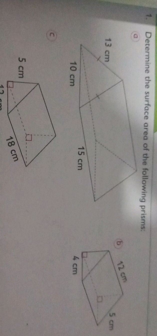 1. Determine the surface area of the | StudyX