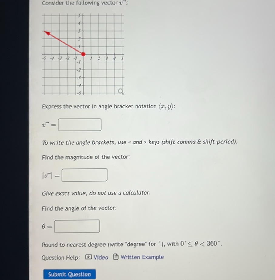 Consider the following vector $v$: Express | StudyX