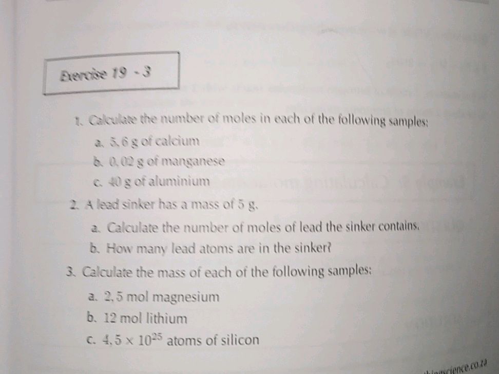 1. Calculate the number of moles in each of | StudyX