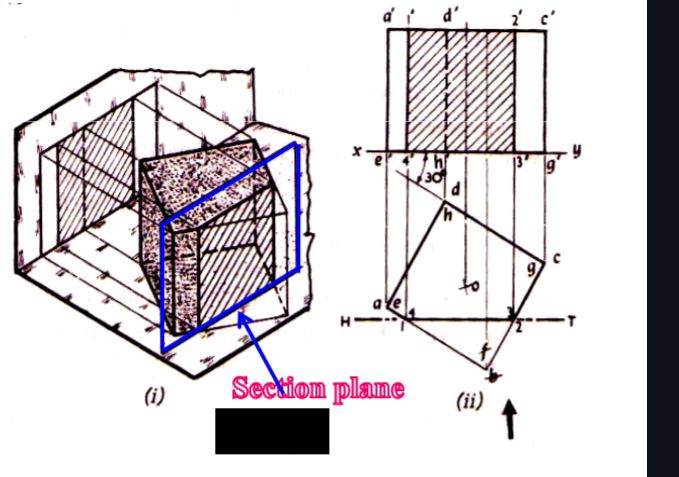 The image shows a 3D drawing with a section | StudyX
