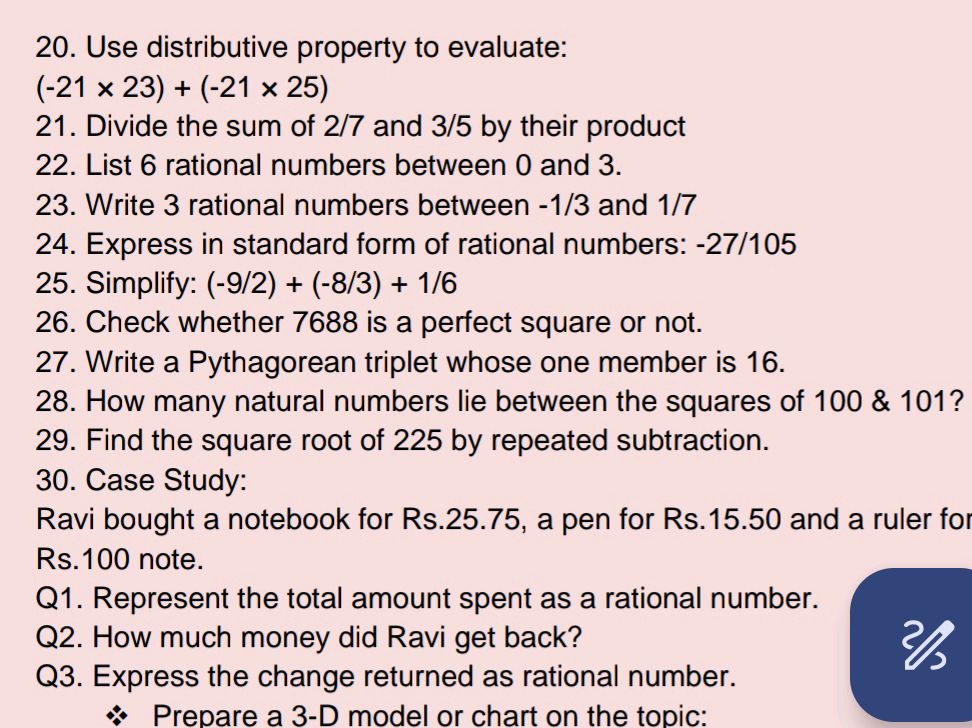 20. Use distributive property to evaluate: | StudyX
