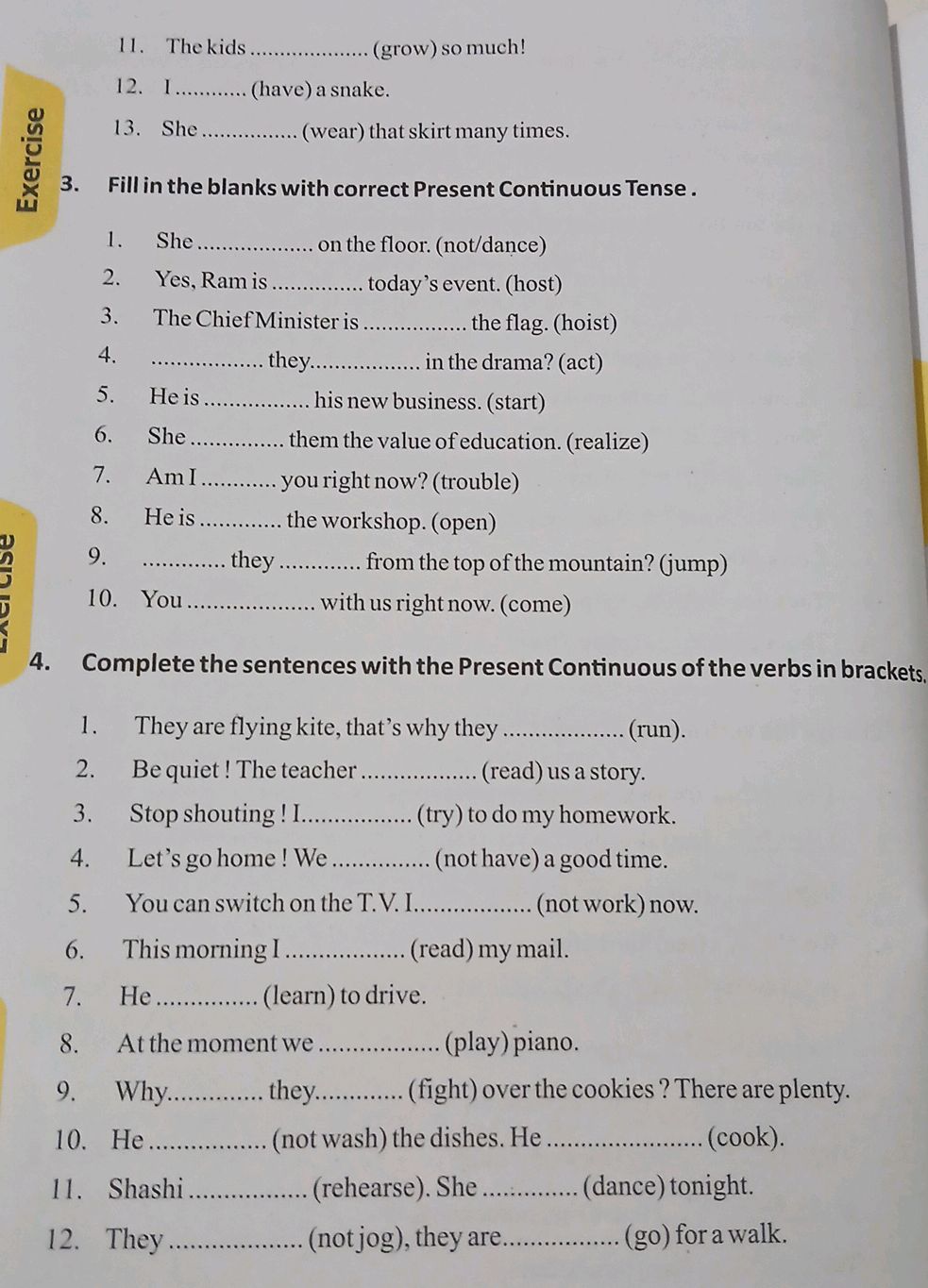 3. Fill in the blanks with correct Present | StudyX