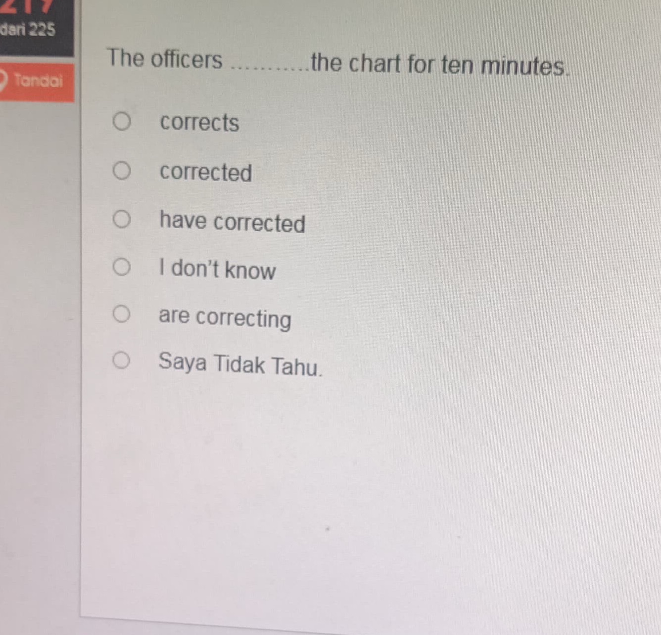 The officers _______ the chart for ten | StudyX
