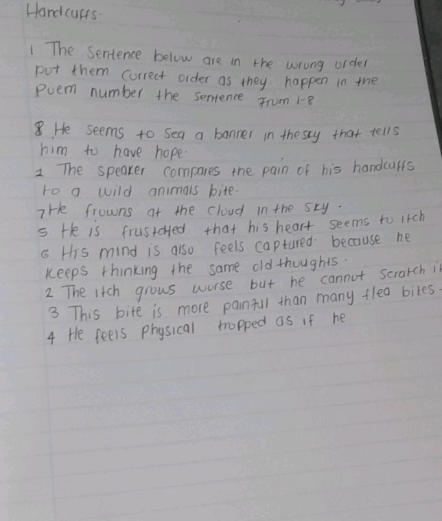 The Sentence below are in the wrong order | StudyX