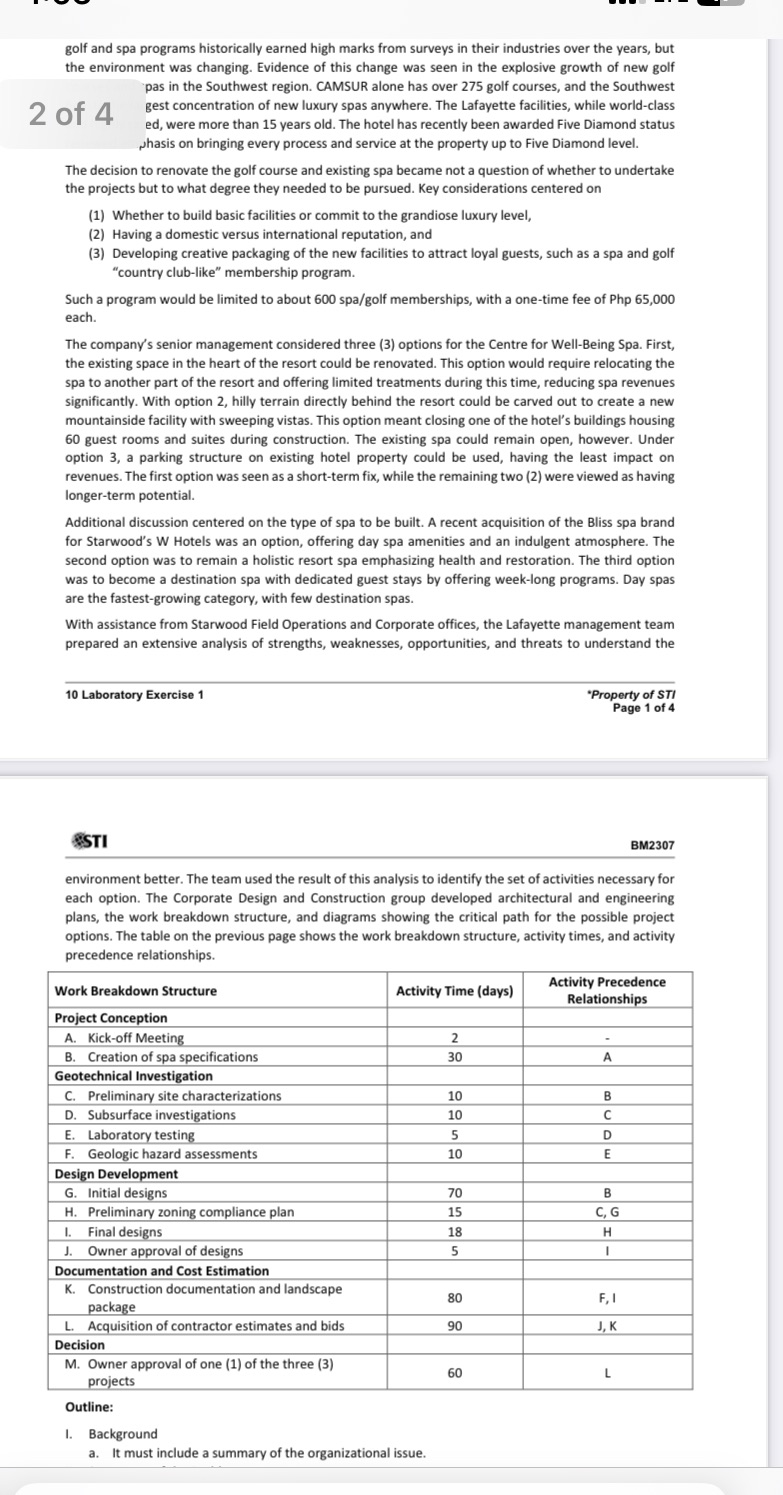Work Breakdown Structure | Activity | | StudyX