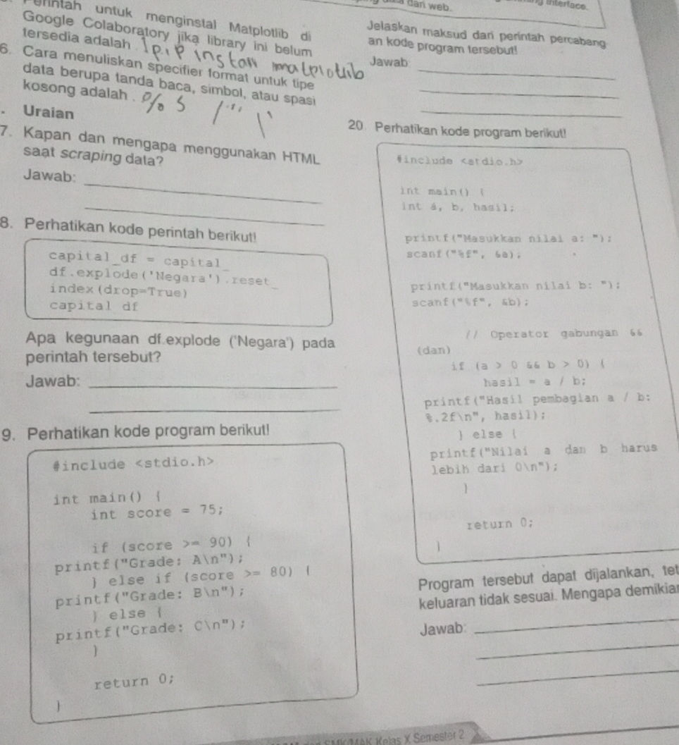 6. Cara menuliskan specifier format untuk | StudyX