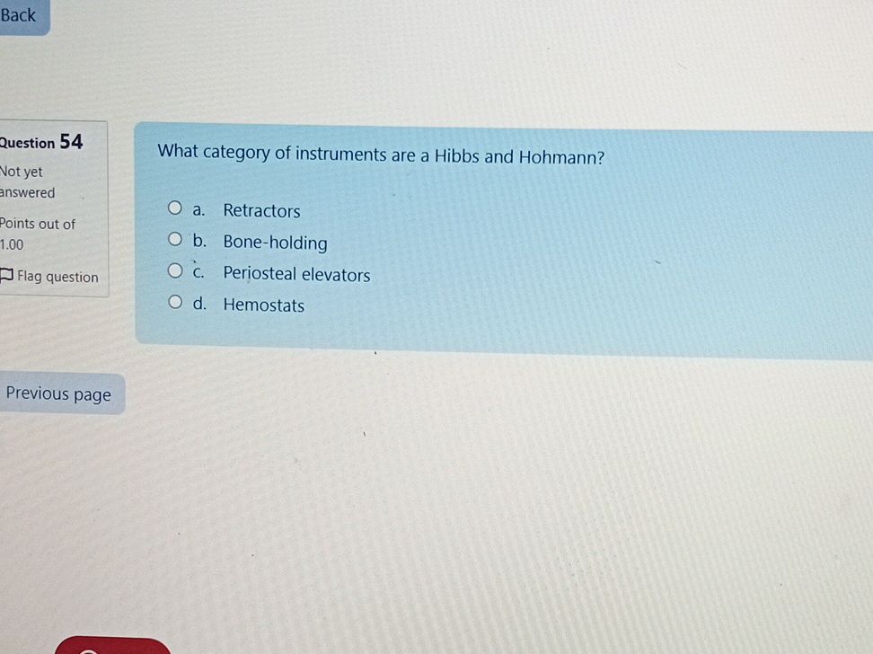 What category of instruments are a Hibbs and | StudyX