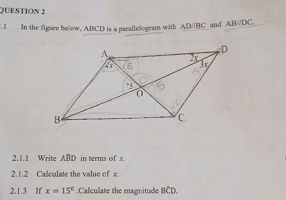 In the figure below, ABCD is a parallelogram | StudyX