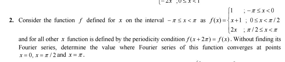 2. Consider the function $f$ defined for $x$ | StudyX