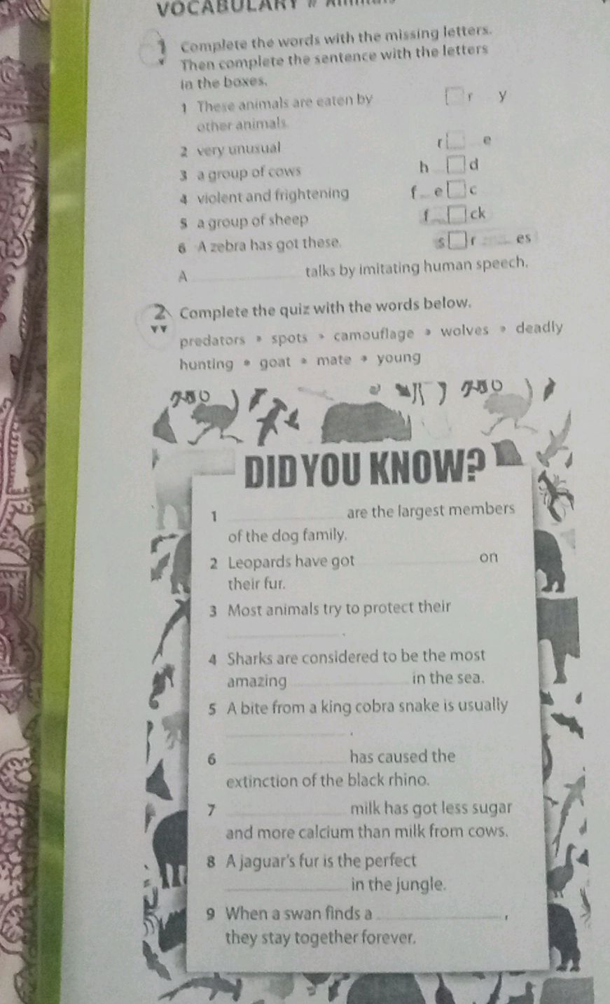 1 Complete the words with the missing | StudyX