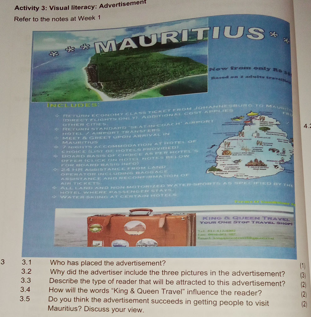 Activity 3: Visual literacy: Advertisement | StudyX