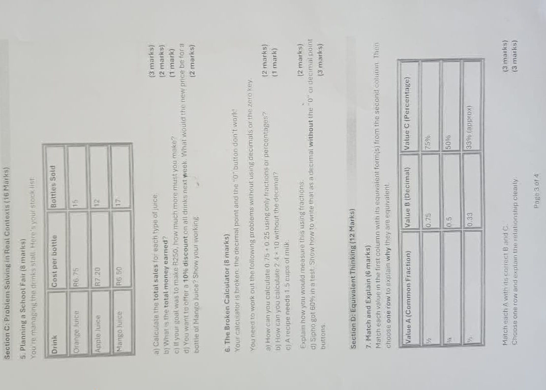Section C: Problem Solving in Real Contexts | StudyX