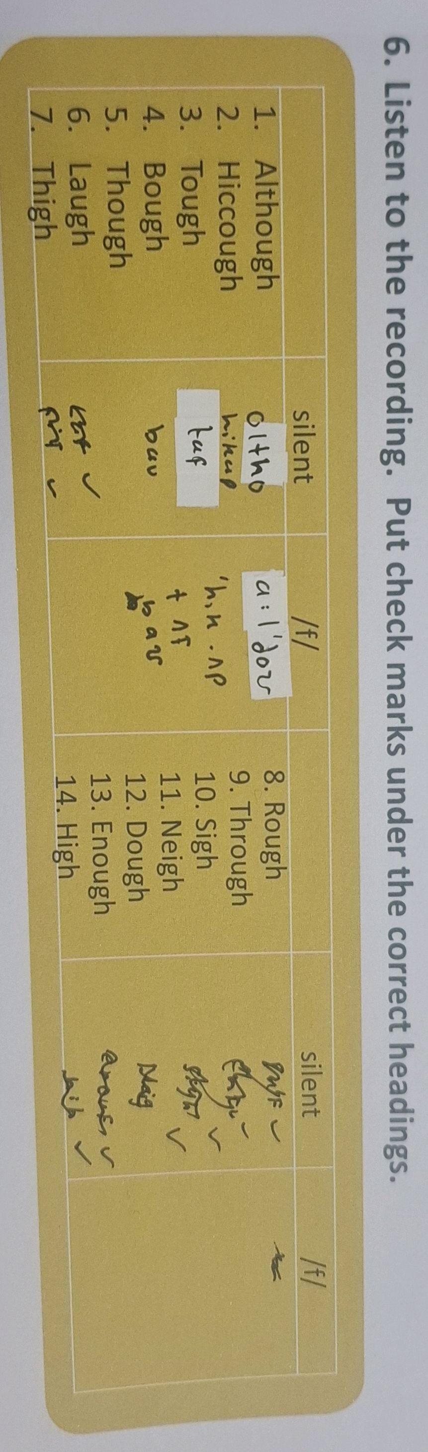 6 Listen To The Recording Put Check Marks Studyx