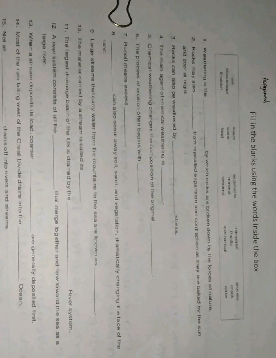 Fill in the blanks using the words inside | StudyX