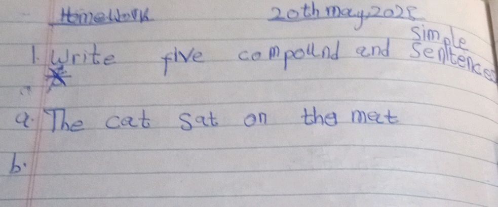 1. Write five compound and simple sentences | StudyX