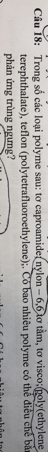 Câu 18: Trong số các loại polyme sau: to | StudyX