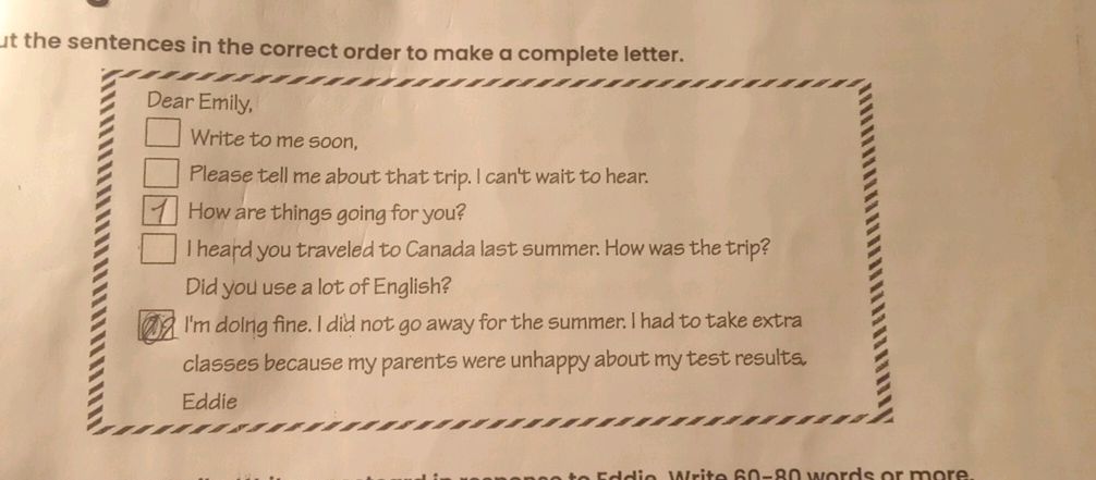 Put the sentences in the correct order to | StudyX