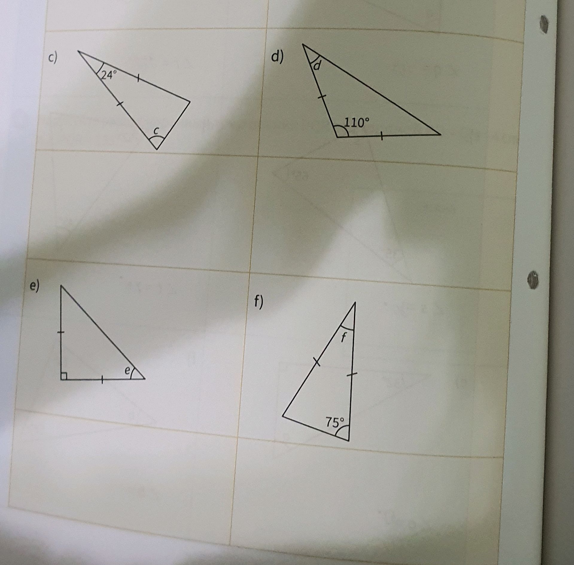 c) A triangle with an angle of 24 degrees | StudyX