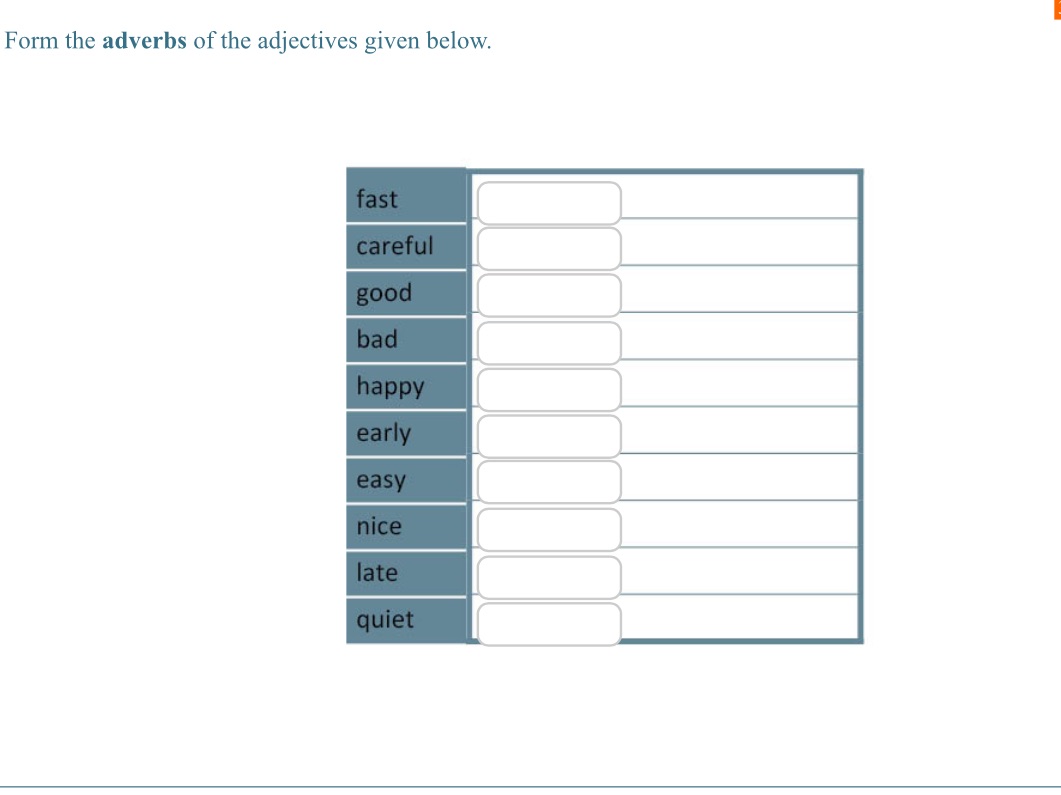 Form the adverbs of the adjectives given | StudyX