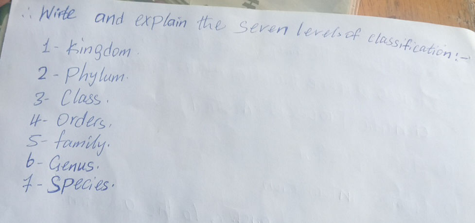 Write and explain the Seven levels of | StudyX