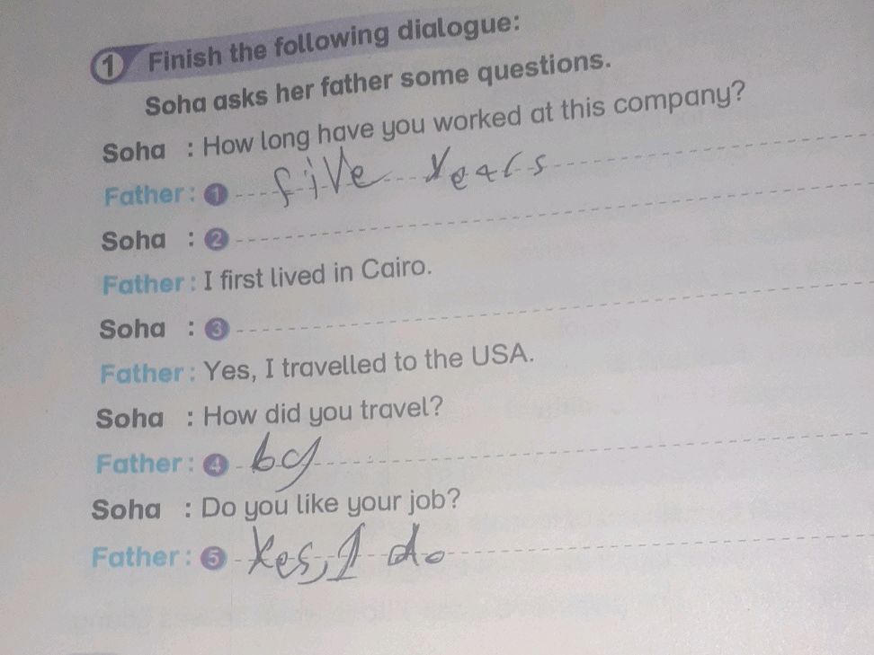 1 Finish the following dialogue: Soha asks | StudyX