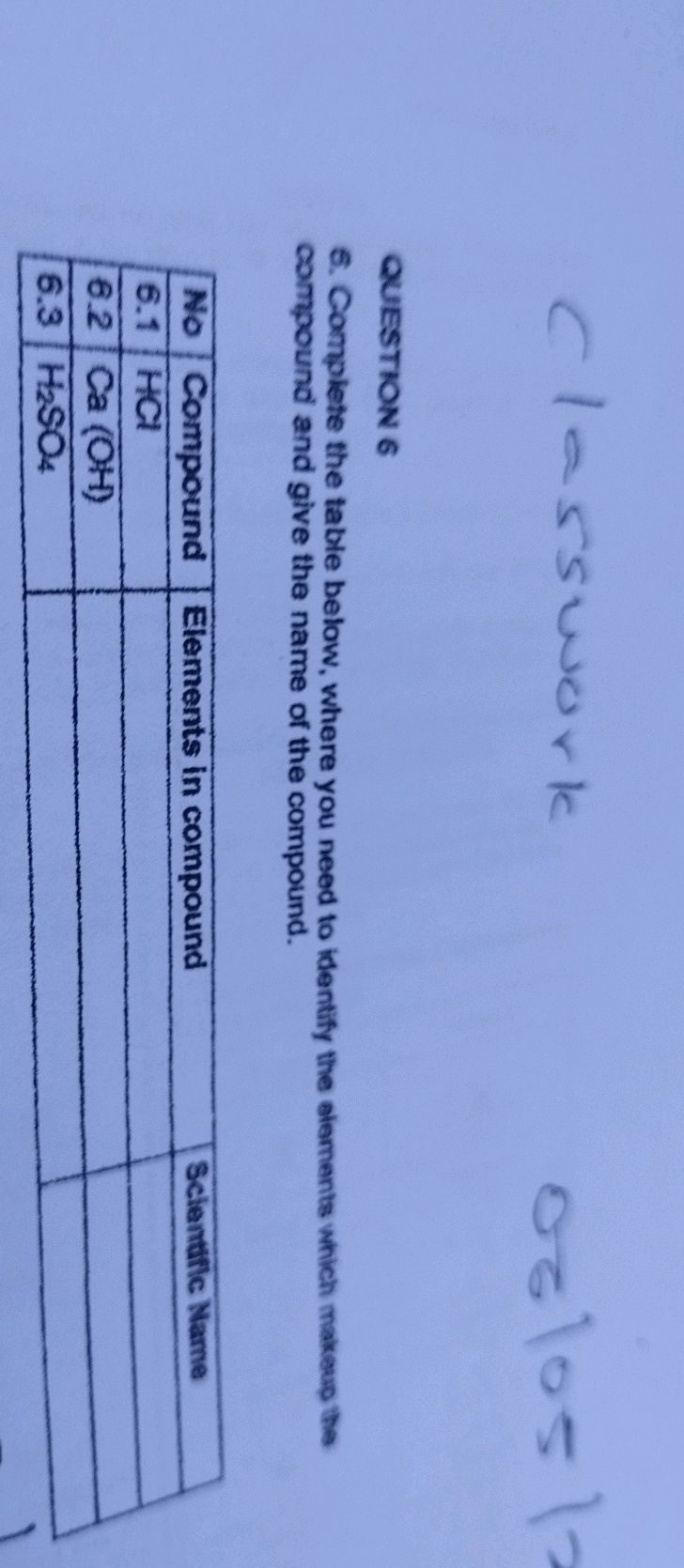 QUESTION 6 6. Complete the table below, | StudyX