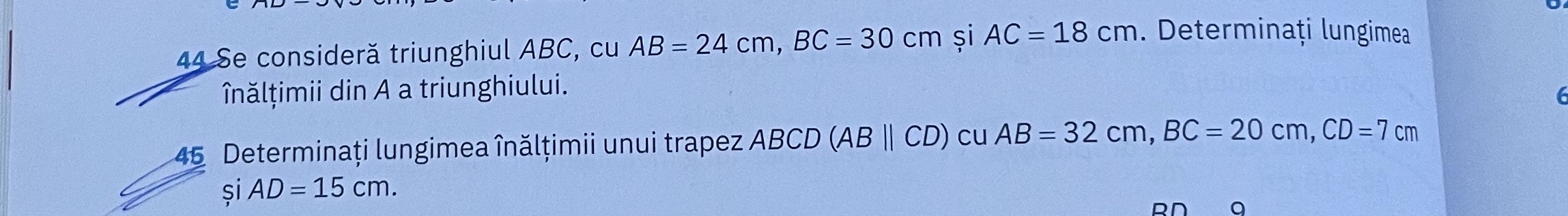 44 Se consideră triunghiul ABC, cu AB = 24 | StudyX