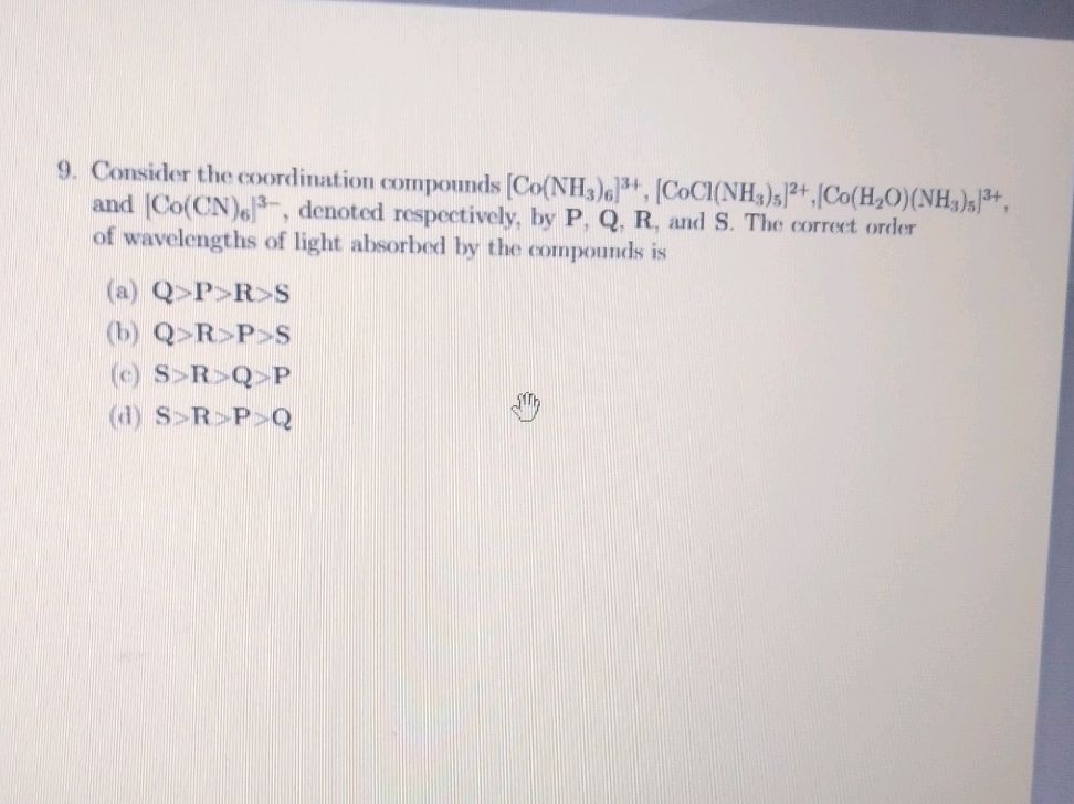 Consider the coordination compounds | StudyX