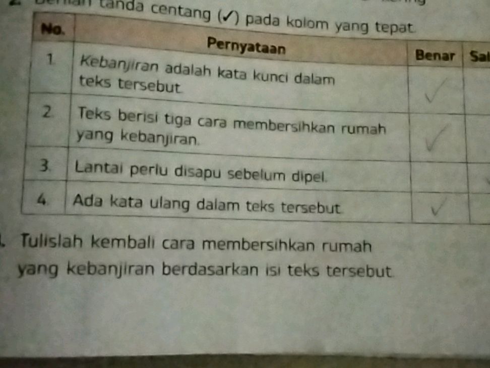2. Berilah tanda centang ( ) pada kolom yang | StudyX