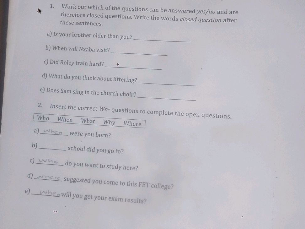 1. Work out which of the questions can be | StudyX