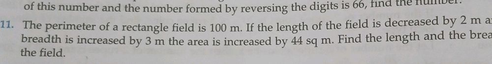 11. The perimeter of a rectangle field is | StudyX
