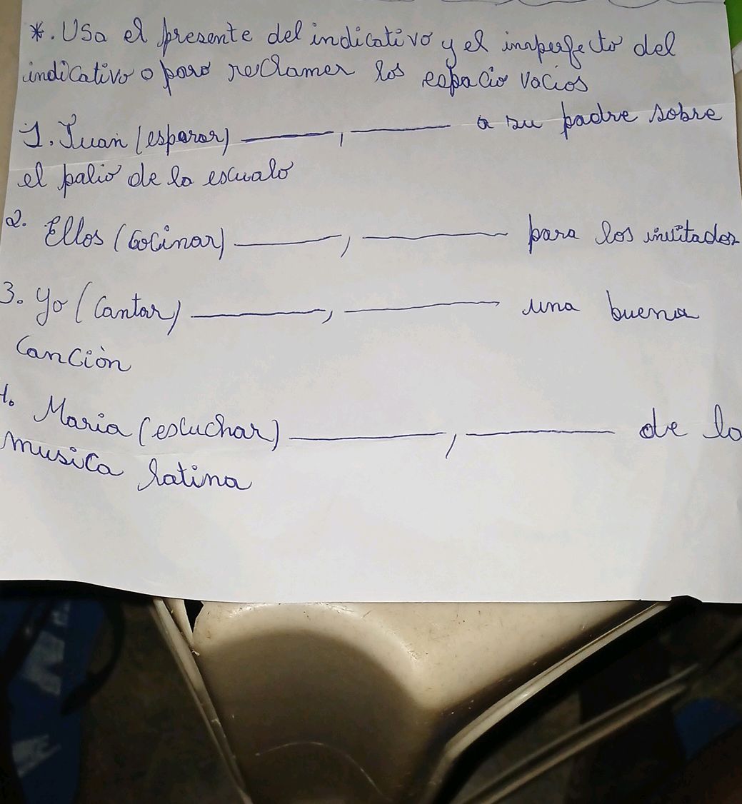 *. Usa el presente del indicativo y el | StudyX