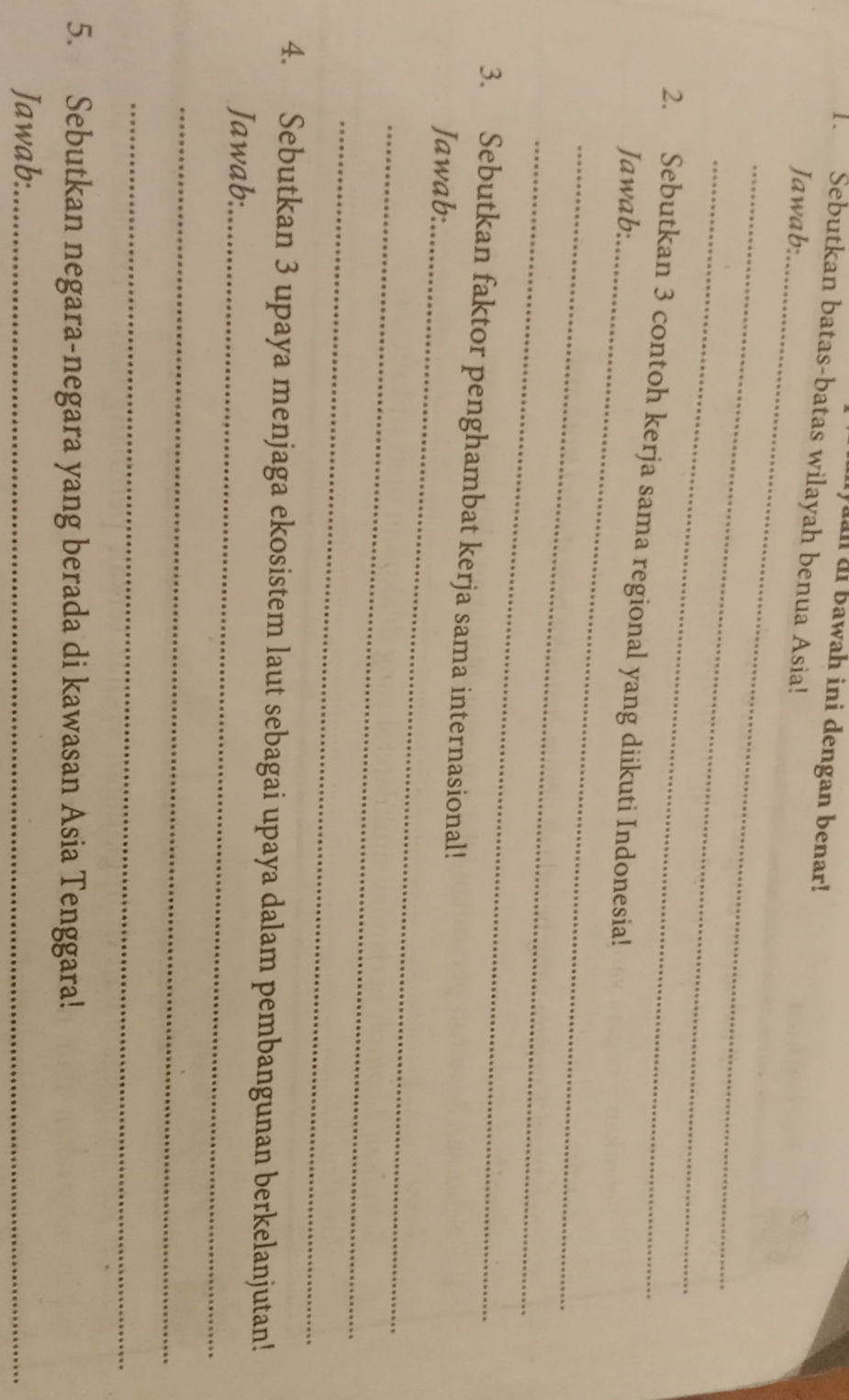 1. Sebutkan batas-batas wilayah benua Asia! | StudyX