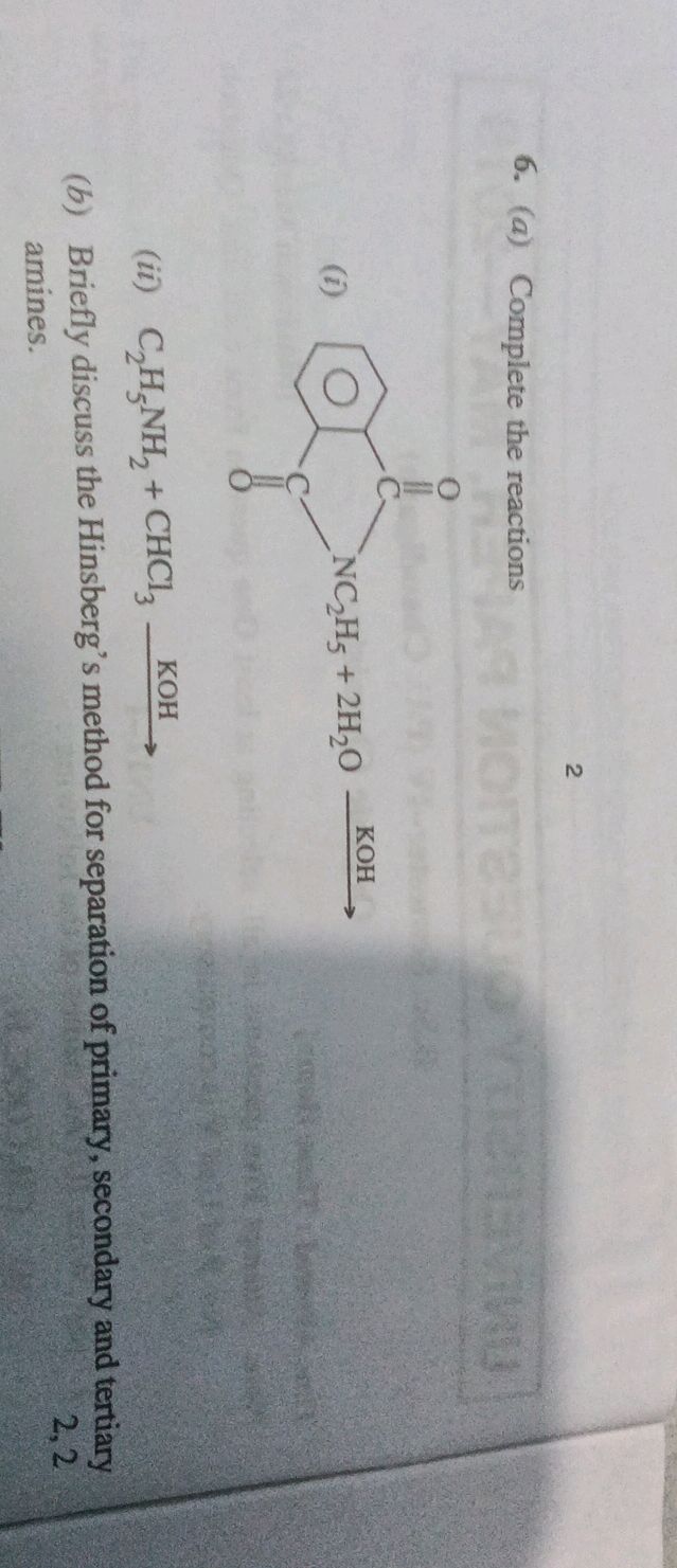 6. (a) Complete the reactions (i) | StudyX