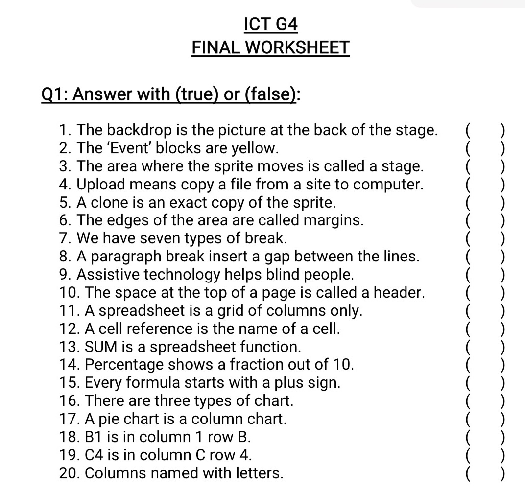 Q1: Answer with (true) or (false): 1. The | StudyX