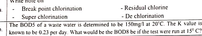 Write note on - Break point chlorination - | StudyX