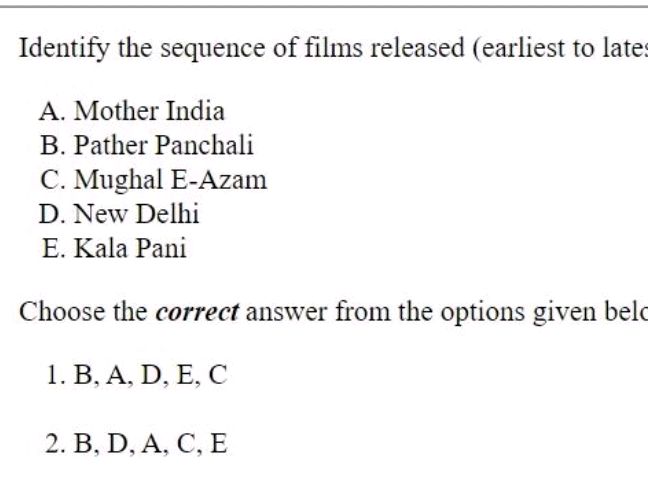 Identify the sequence of films released | StudyX