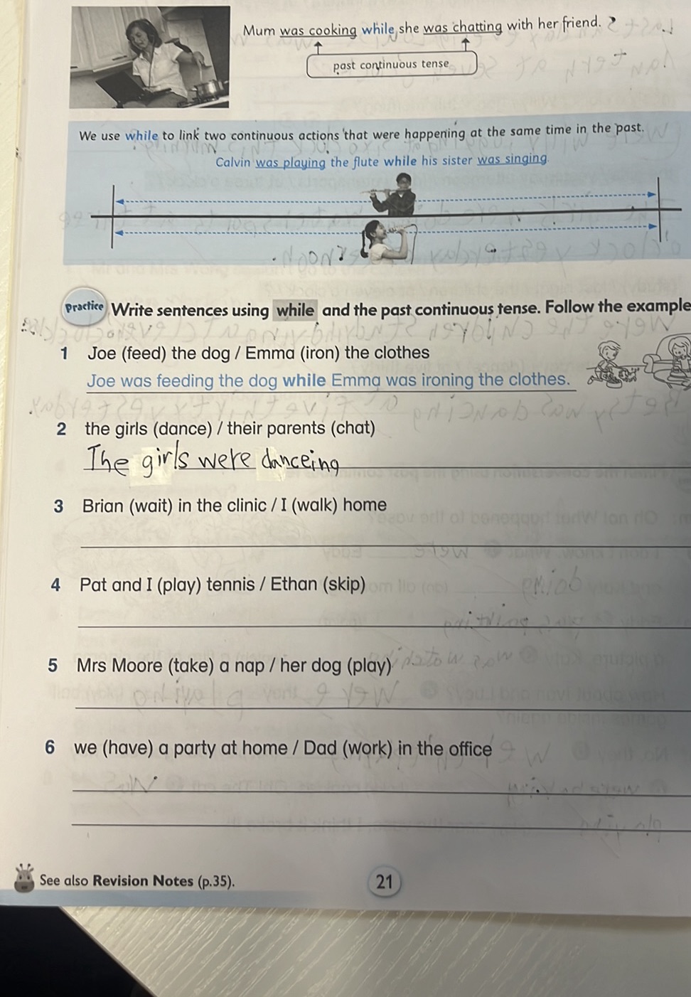 Write sentences using *while* and the past | StudyX