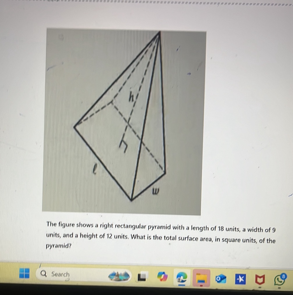The figure shows a right rectangular pyramid | StudyX