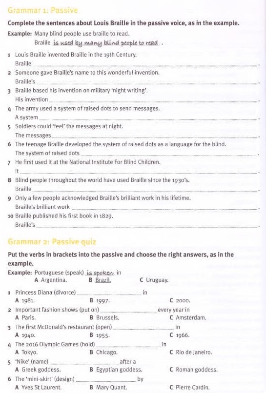 Grammar 1: Passive Complete the sentences | StudyX