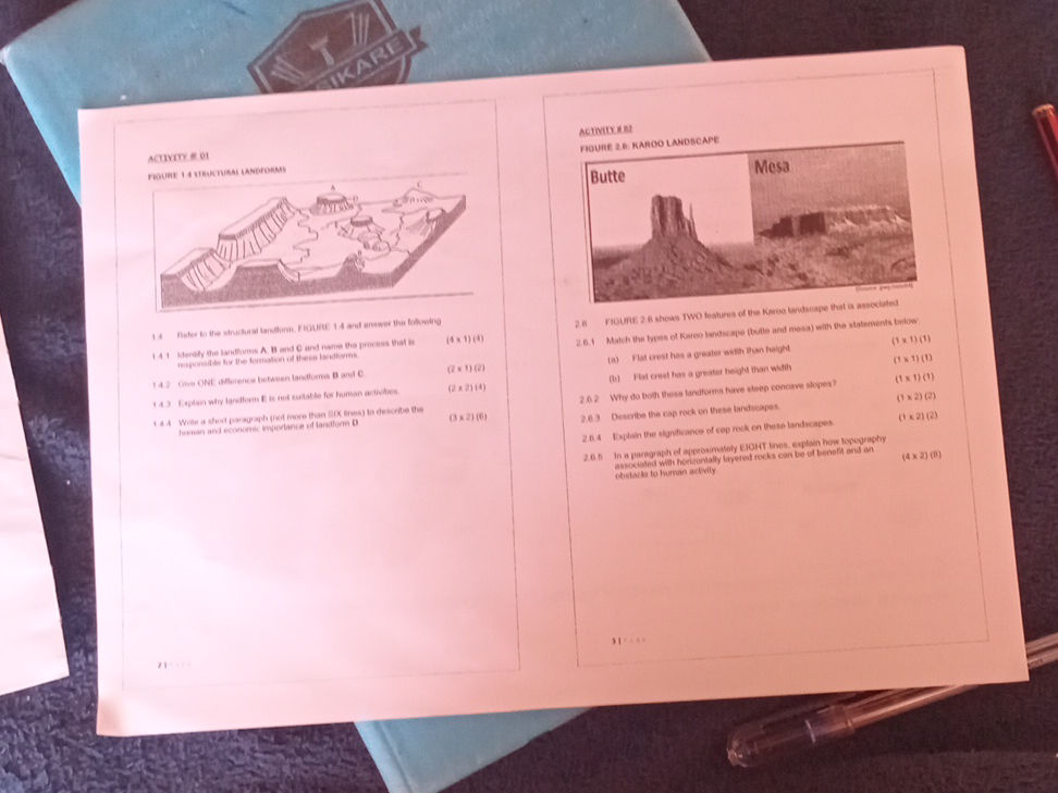 1. Refer to the structural landform, FIGURE | StudyX