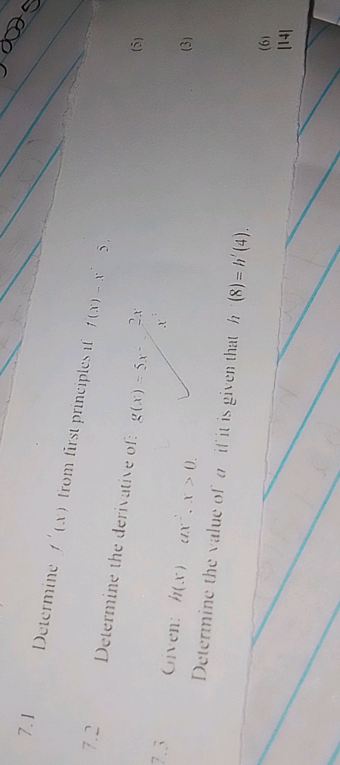 7.1 Determine $f'(x)$ from first principles | StudyX