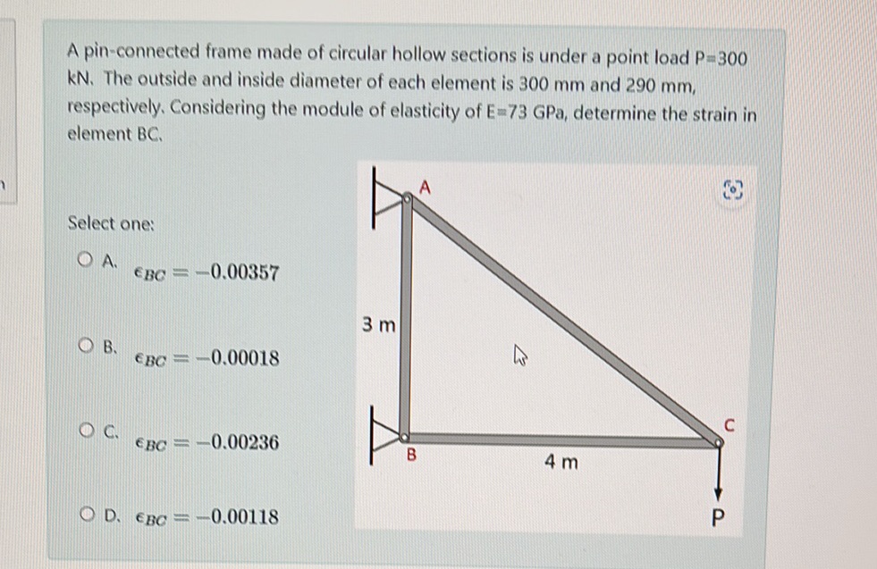 A pin-connected frame made of circular | StudyX