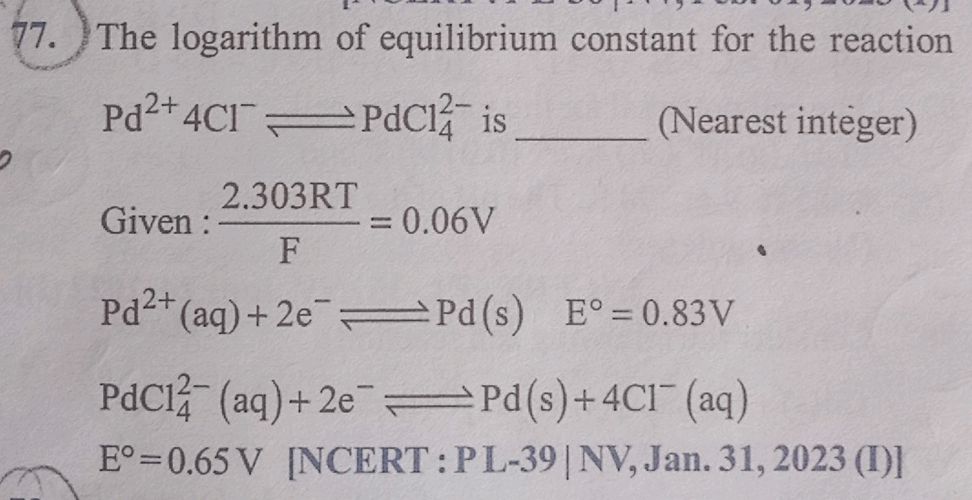 77. The logarithm of equilibrium constant | StudyX