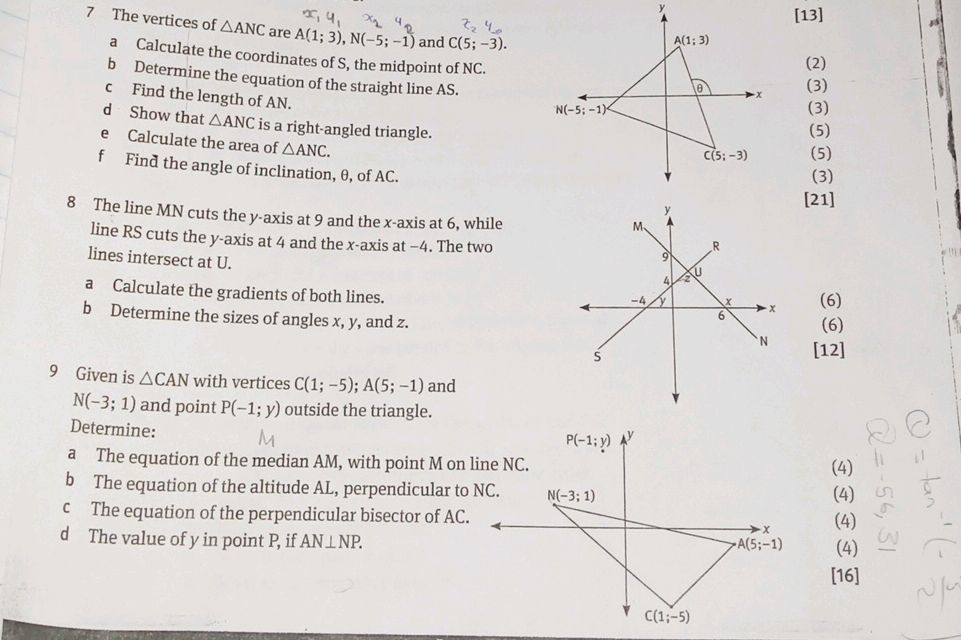 7 The vertices of $ ANC$ are A(1; 3), N(-5; | StudyX