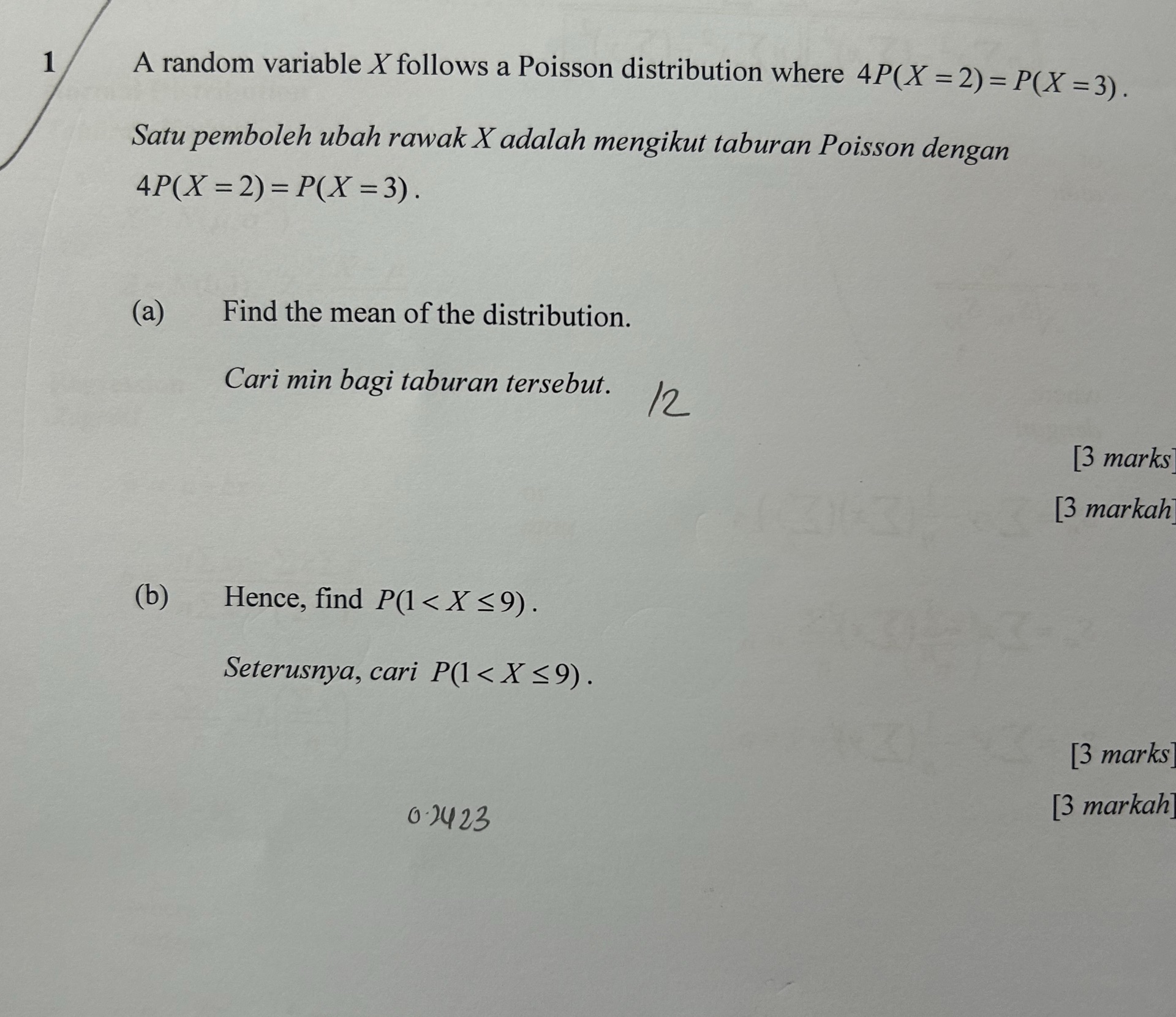 A random variable $X$ follows a Poisson | StudyX